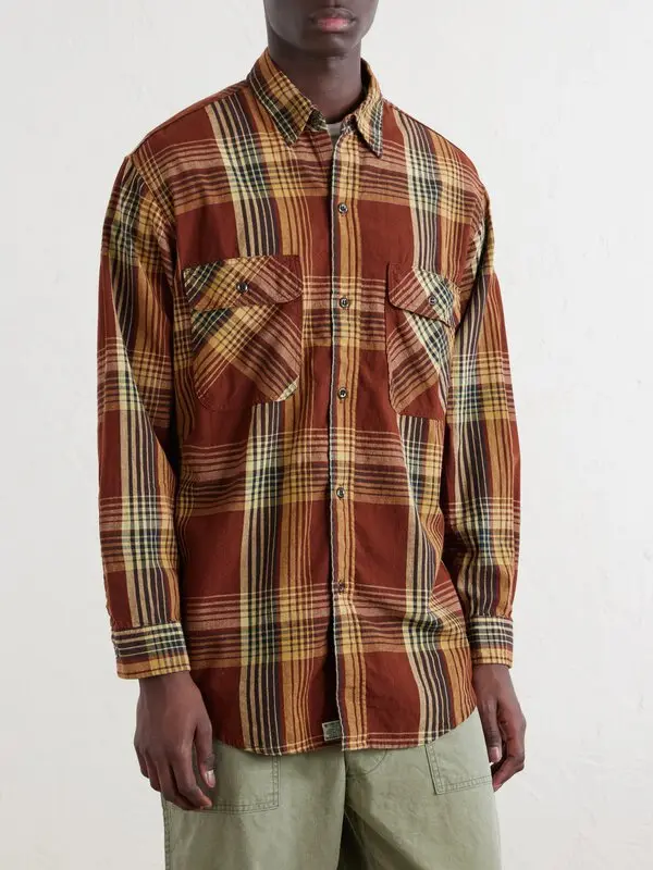 ORSLOW Checked Cotton And Linen-blend Shirt