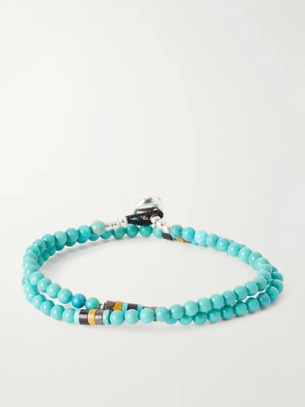 MIKIA Sterling Silver And Stone Beaded Bracelet - Blue