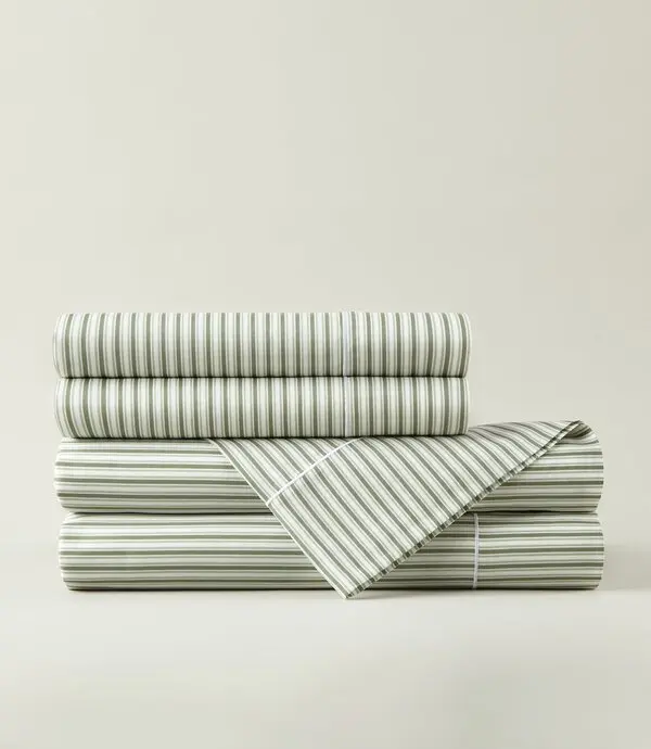PEACOCK ALLEY Windsor Stripe Classic Printed Sheet Set - Stripe Moss