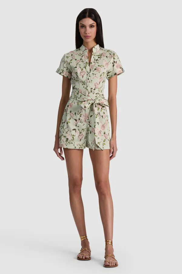 Alice + Olivia Lucy Printed Cotton Poplin Romper - Floral