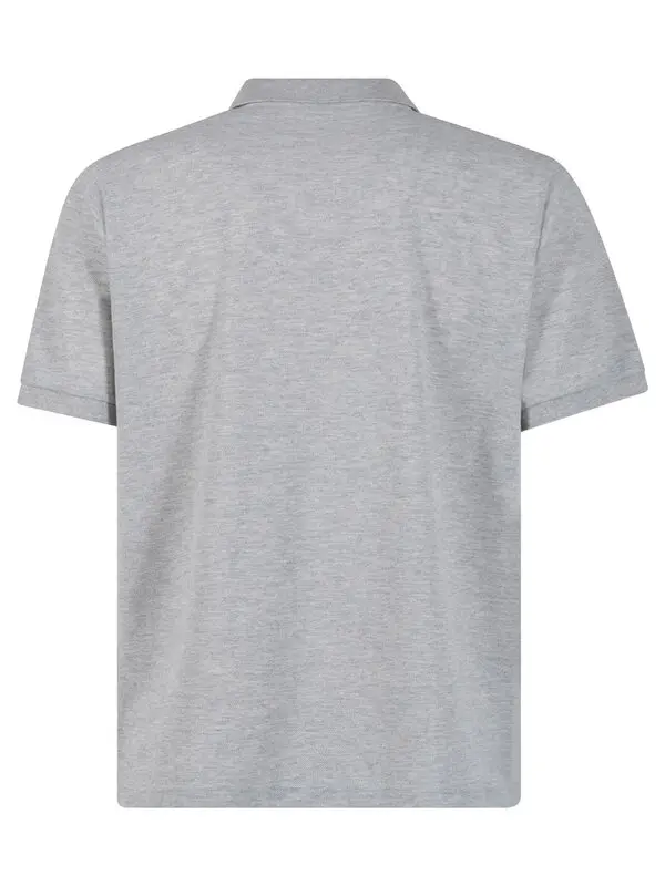 Saint Laurent Cassandre Embroidery Cotton Blend Polo Shirt - Grey
