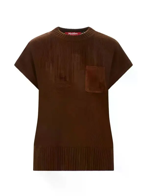 Max Mara Open-knit Top With Suede Patch Pocket