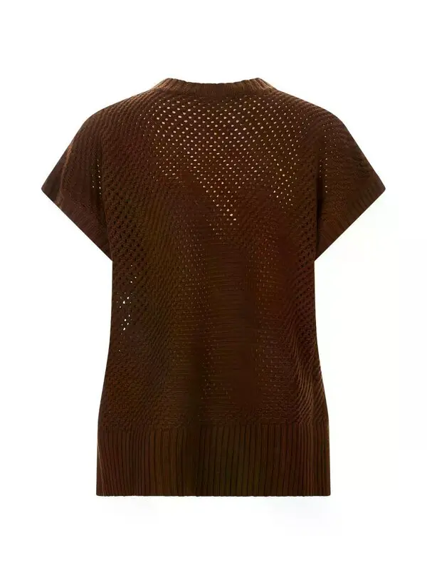 Max Mara Open-knit Top With Suede Patch Pocket