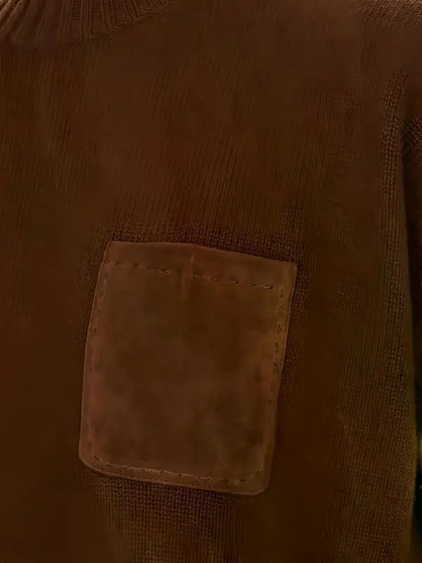 Max Mara Open-knit Top With Suede Patch Pocket