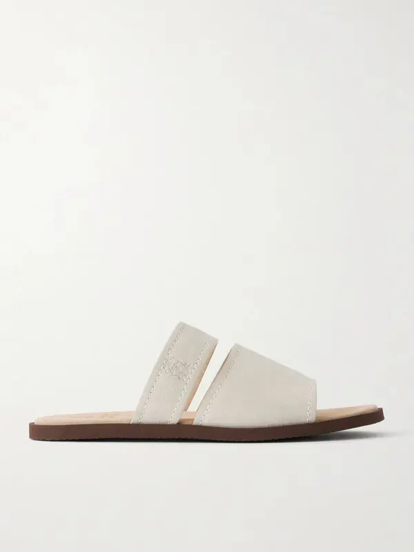 Brunello Cucinelli Suede Slides - Neutrals