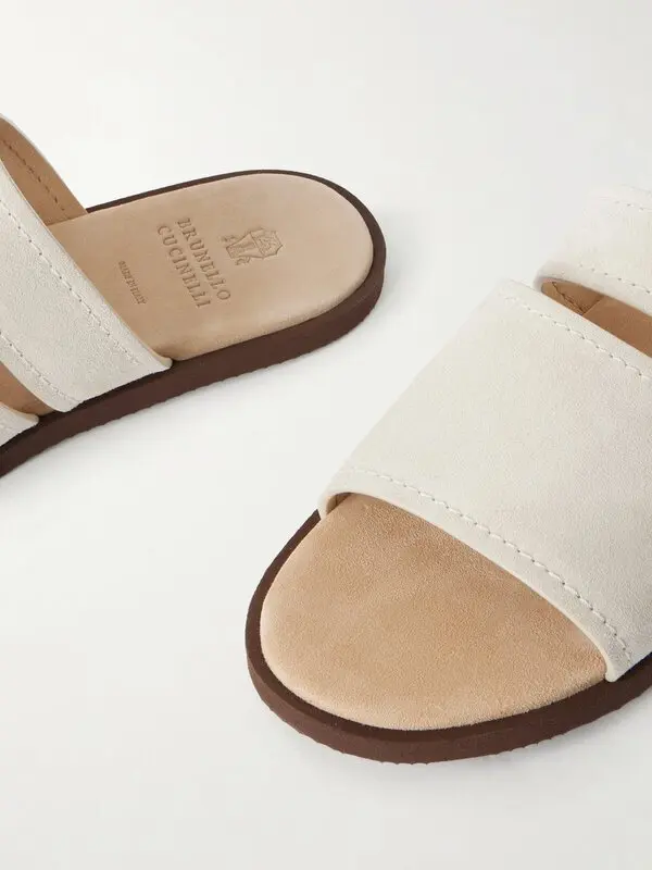 Brunello Cucinelli Suede Slides - Neutrals