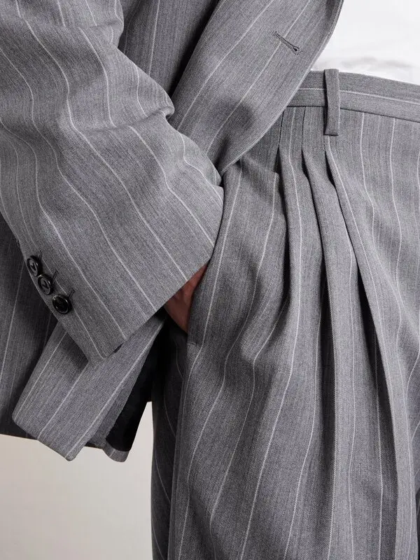 Bottega Veneta Tapered-leg Pinstriped Wool Trousers