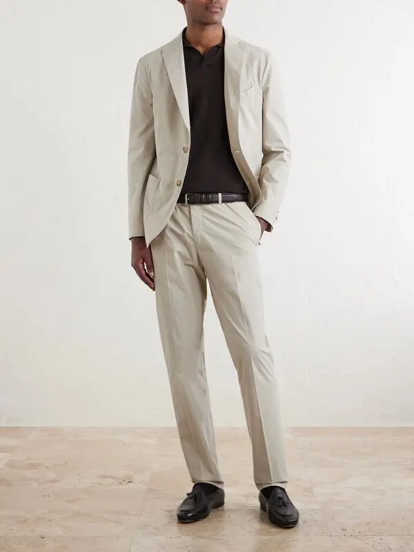 Boglioli Straight-leg Stretch Cotton Blend Trousers - Neutrals