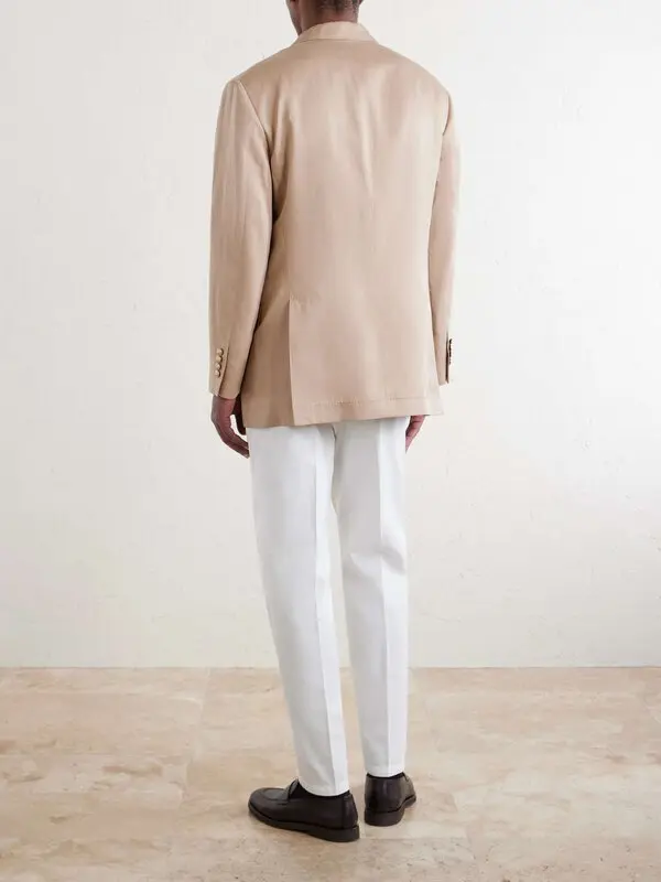 Brunello Cucinelli Double-breasted Silk And Linen-blend Twill Blazer