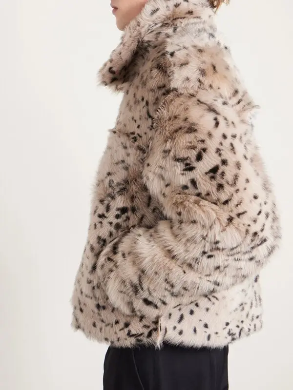 Amiri Leather-trimmed Plush Jacket With Animal Print