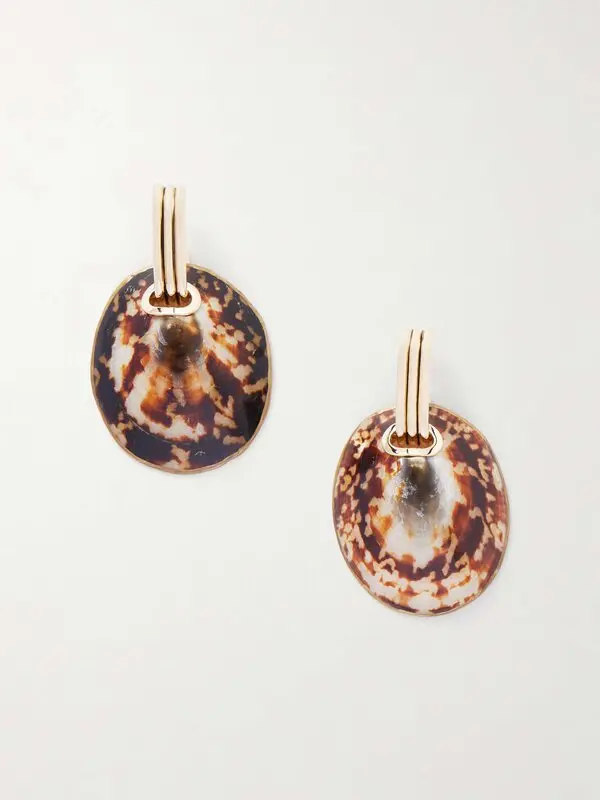 Tory Burch Shell Drop Earrings - Brown