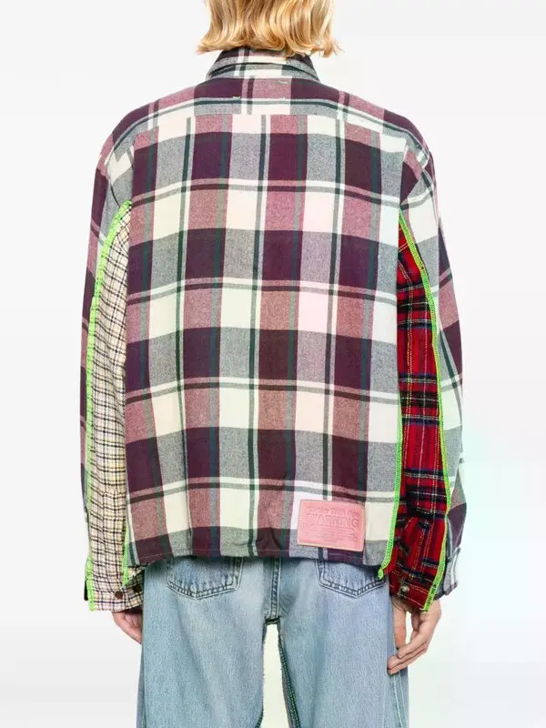BETTER WITH AGE Patchwork Check-print Shirt - Purple