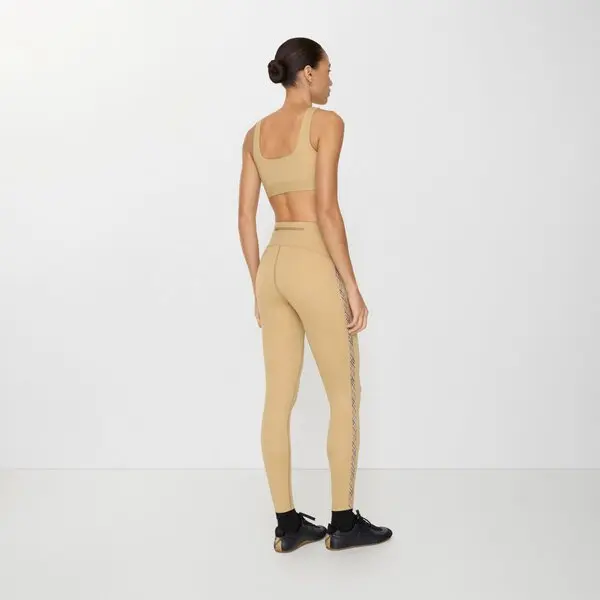 Burberry Check Trim Stretch Nylon Leggings - Beige