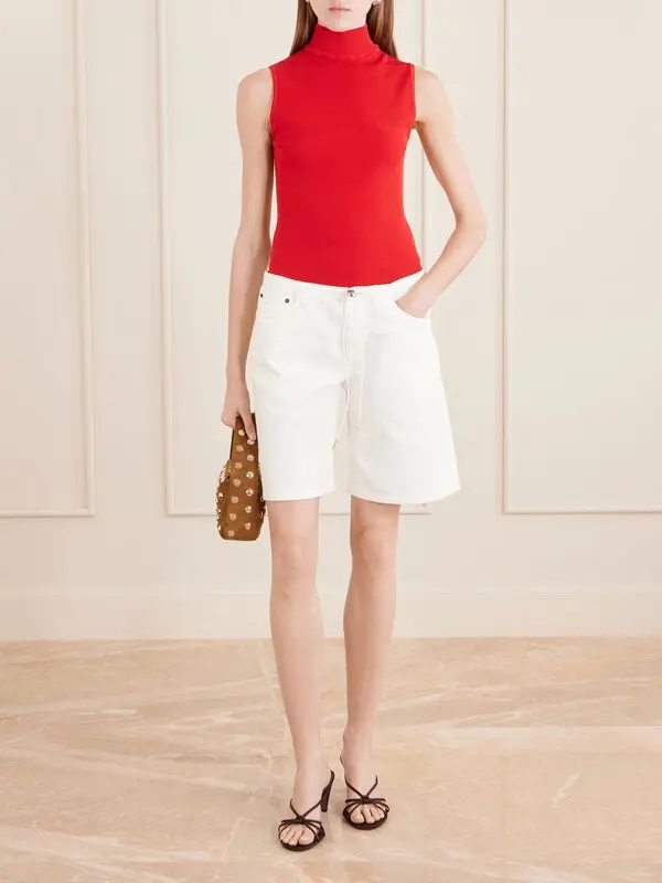 Still Here Low-rise Denim Shorts - White