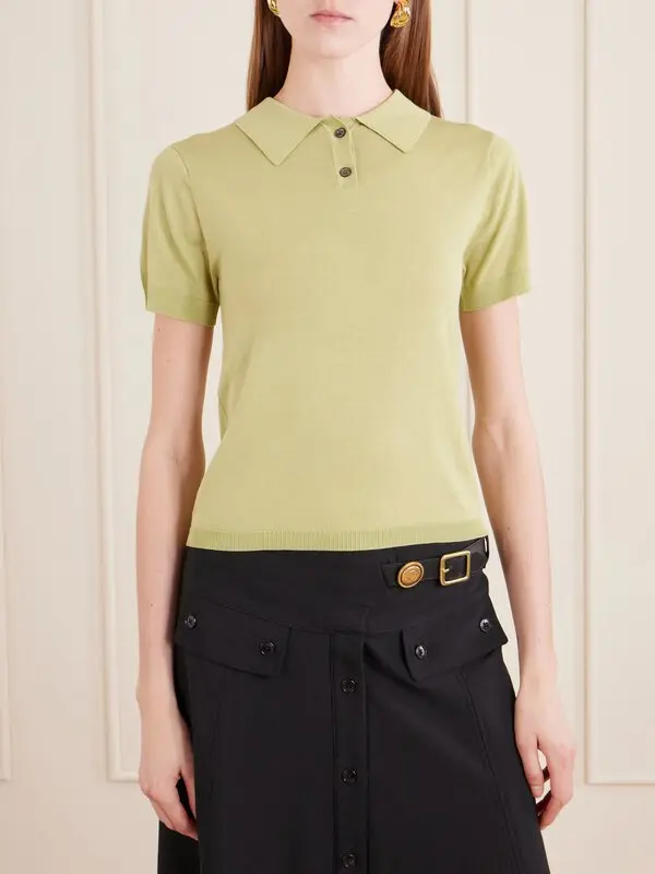 Still Here Daughter' Cotton Silk Blend Polo Shirt