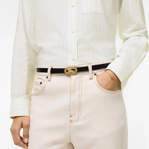 Burberry Reversible Leather Belt With Logo Buckle - Black/hazel