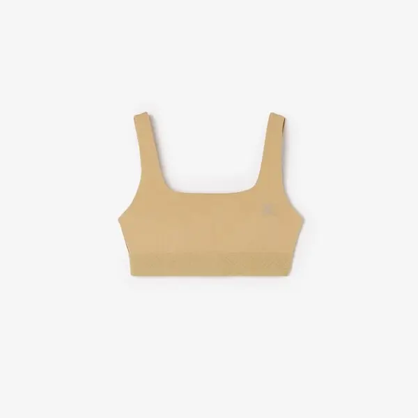 Burberry Check Trim Stretch Nylon Bra Top - Beige