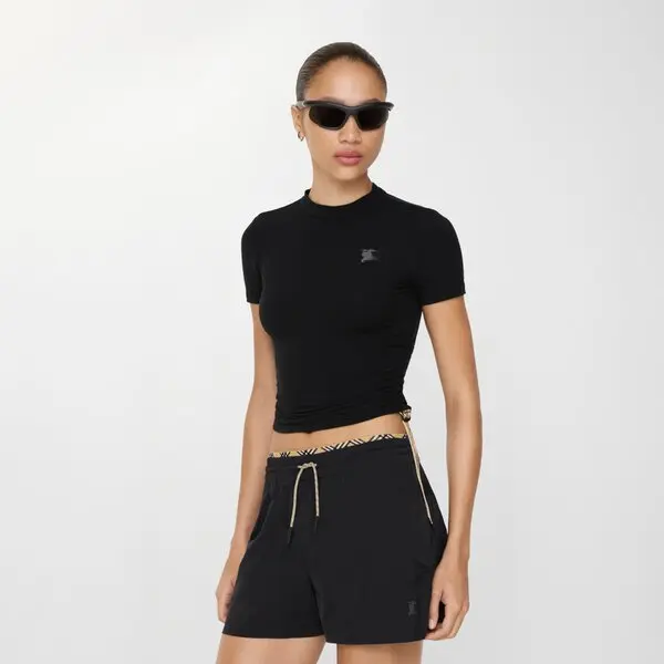 Burberry Ribbed Stretch Modal Cashmere T-shirt - Black