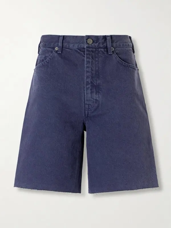 NILI LOTAN Russel Frayed Denim Shorts - Blue