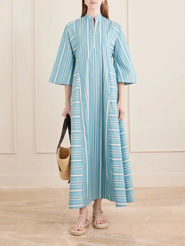 Thierry Colson Rachel" Striped Cotton-poplin Kaftan