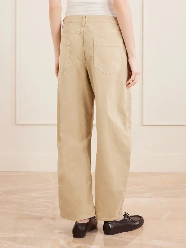 NILI LOTAN Tribeca Brushed Cotton-blend Twill Barrel-leg Pants - Neutrals