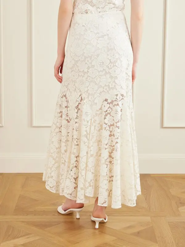 Rixo Jade Lace Pleated Midi Skirt
