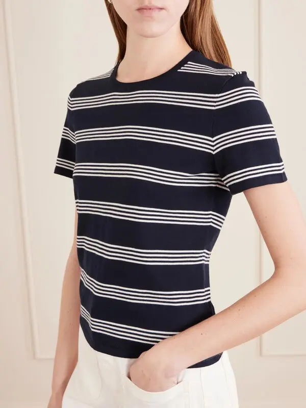 NILI LOTAN Lanise Striped Cotton-jersey T-shirt