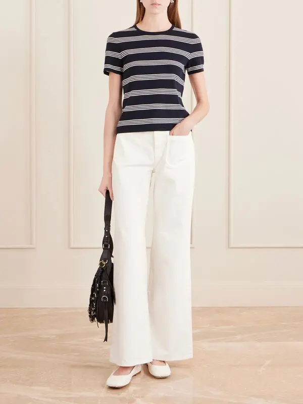 NILI LOTAN Lanise Striped Cotton-jersey T-shirt