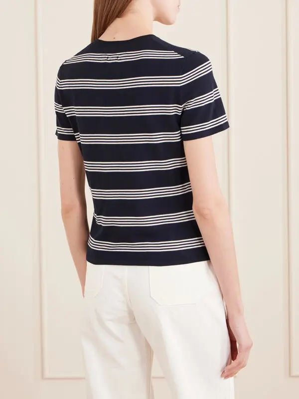 NILI LOTAN Lanise Striped Cotton-jersey T-shirt