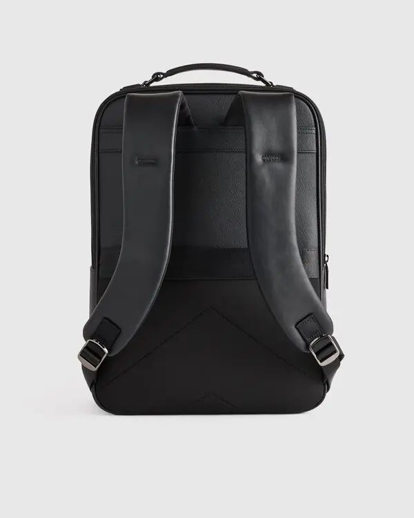 Quince Italian Saffiano Leather Laptop Backpack - Black