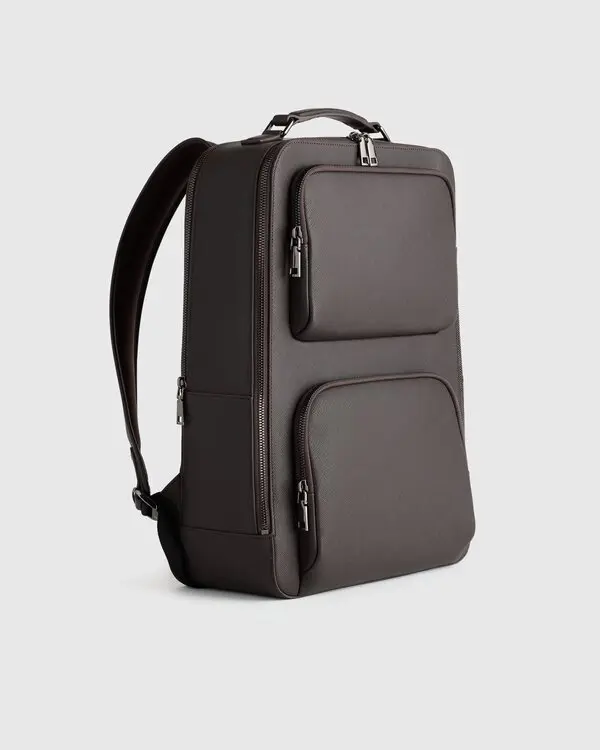 Quince Italian Saffiano Leather Laptop Backpack
