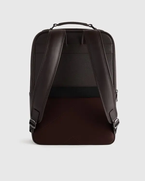 Quince Italian Saffiano Leather Laptop Backpack