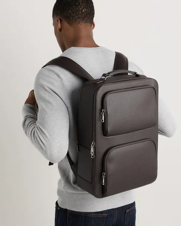 Quince Italian Saffiano Leather Laptop Backpack