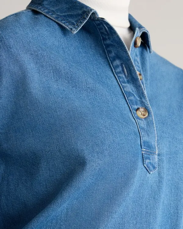 Quince Distressed Denim Popover Shirt