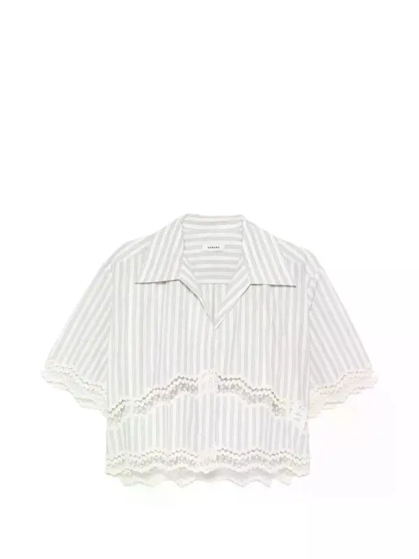 Sandro Lace-trim Striped Cropped Shirt - Neutrals
