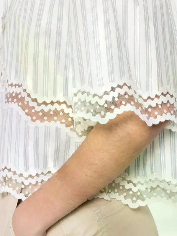 Sandro Lace-trim Striped Cropped Shirt - Neutrals