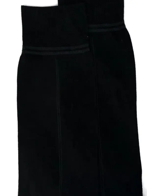 Zegna Ribbed-knit Mid-calf Socks With Striped Trim