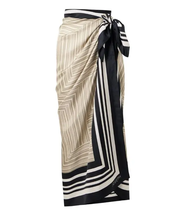 JOSEPH Nixie Striped Silk Satin-twill Pareo - Neutrals