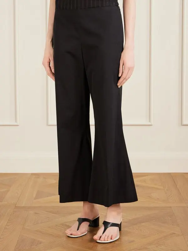 Khaite Walter Cotton And Silk-blend Flared Pants - Black