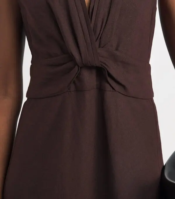 ME+EM Linen-blend Twist-front Midi Dress