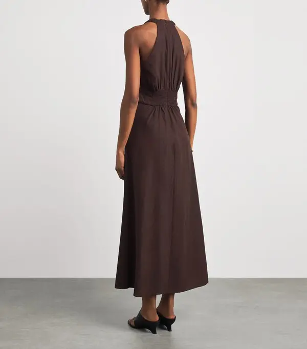ME+EM Linen-blend Twist-front Midi Dress