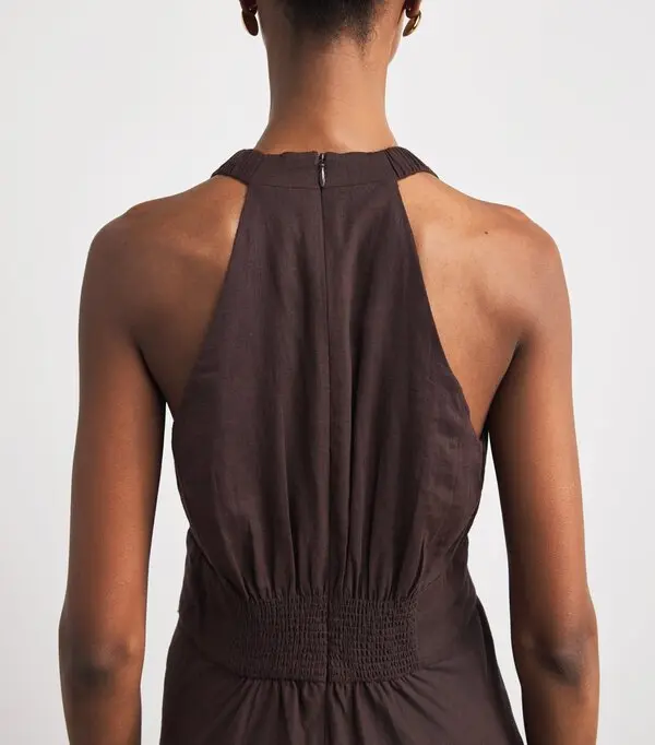 ME+EM Linen-blend Twist-front Midi Dress