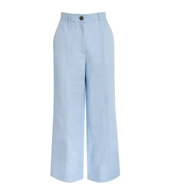 ME+EM Straight Cropped Trousers - Blue