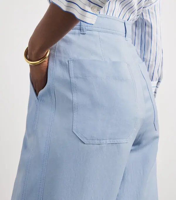 ME+EM Straight Cropped Trousers - Blue