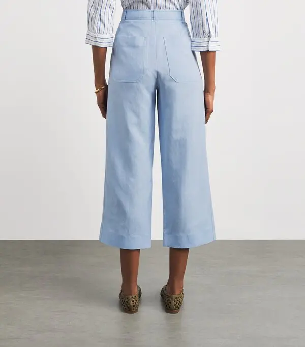 ME+EM Straight Cropped Trousers - Blue