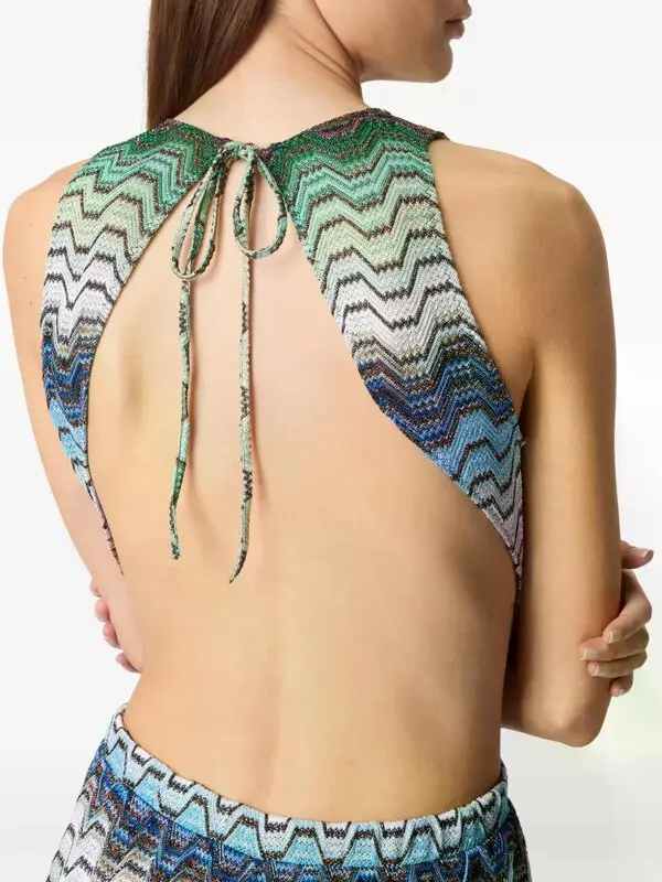 Missoni Zigzag Pattern Backless Jumpsuit With Side Slits