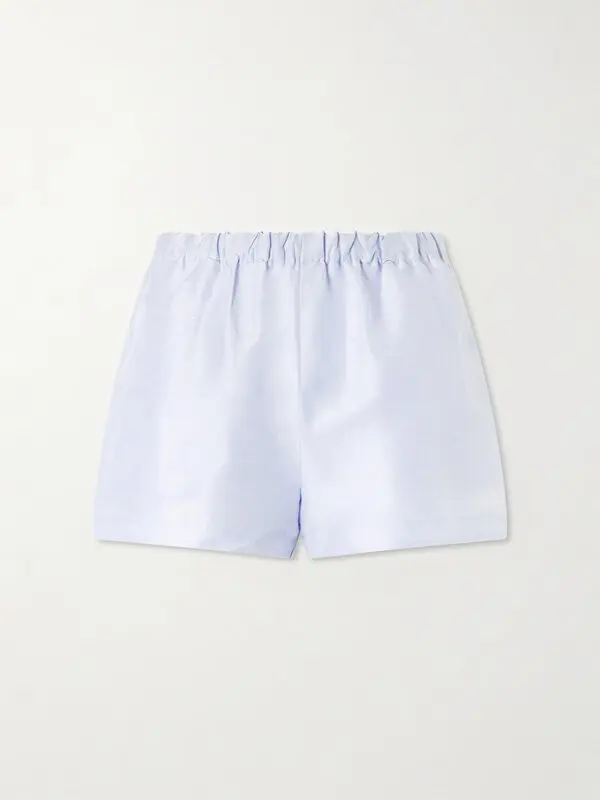 Cult Gaia Mori Linen And Silk-blend Satin Shorts - Blue