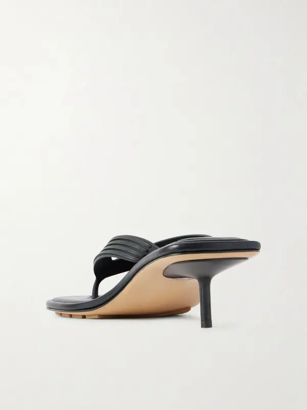 Bottega Veneta Sampieri Thong" Rubber And Leather Heeled Sandals - Black