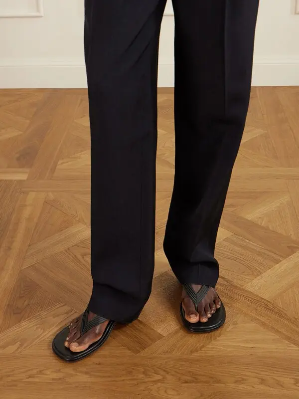 Bottega Veneta Sampieri Thong" Rubber And Leather Heeled Sandals - Black