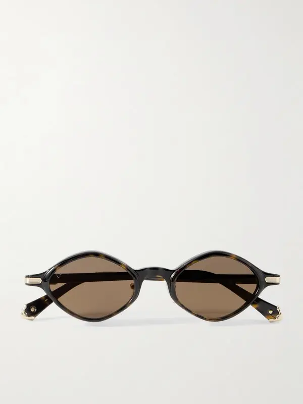 CARTIER Oval-frame Acetate Sunglasses - Tortoiseshell